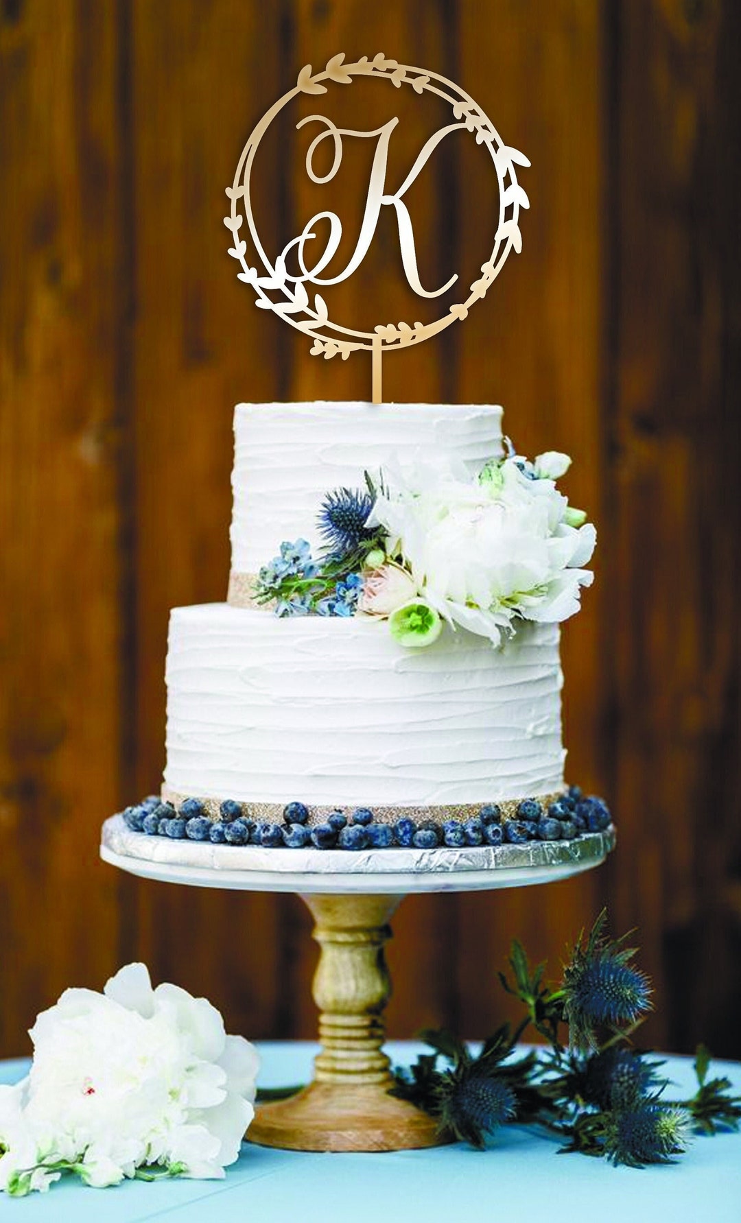 Gold Wedding Cake Topper K, Wedding Cake Topper Wreath Custom Cake ...