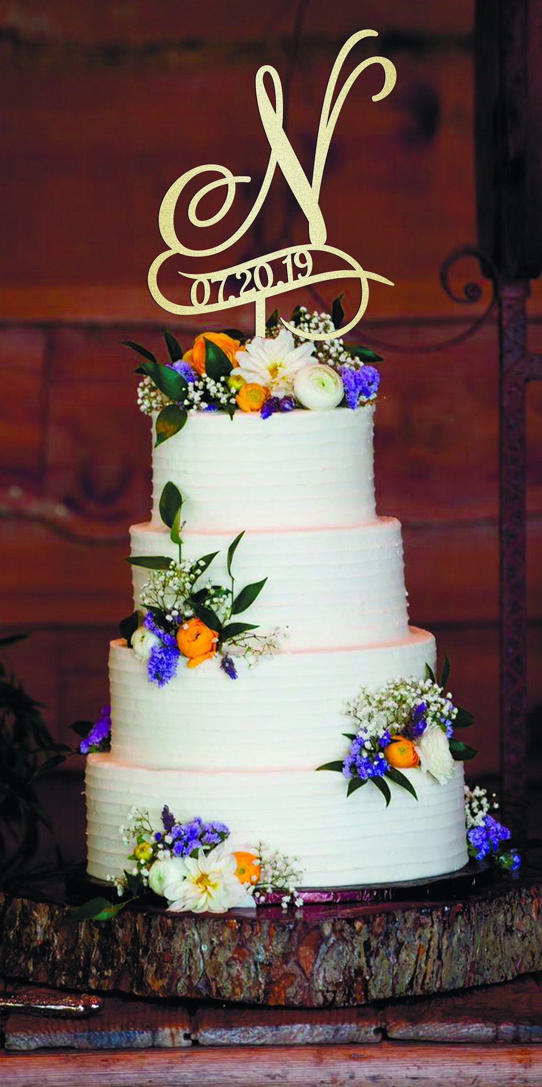 N Cake Topper, Wedding Cake Topper, Date Cake Topper, Initial Cake ...