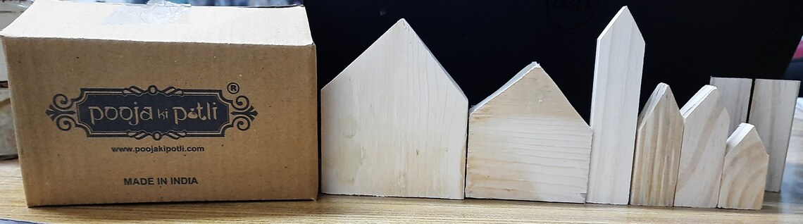 Wooden House Blocks, Set of 8 Wooden Houses, Small Village, Ready to ...