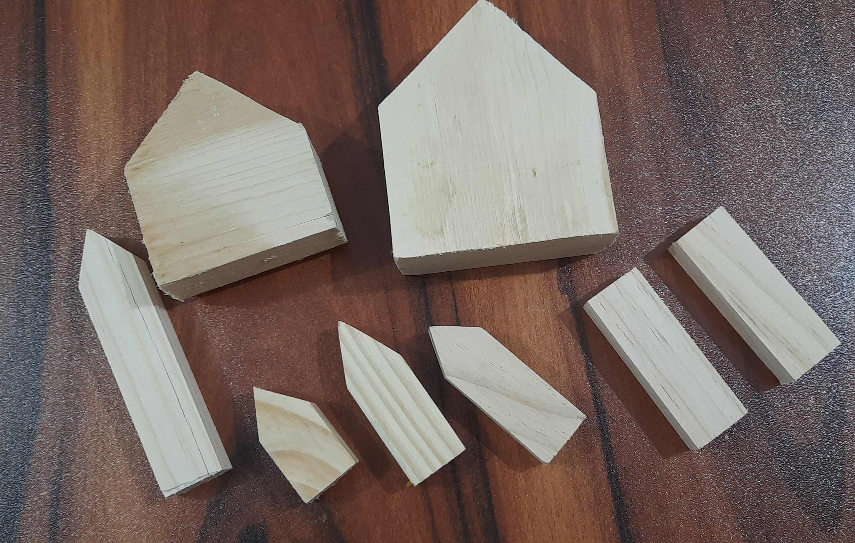 Wooden House Blocks, Set of 8 Wooden Houses, Small Village, Ready to ...