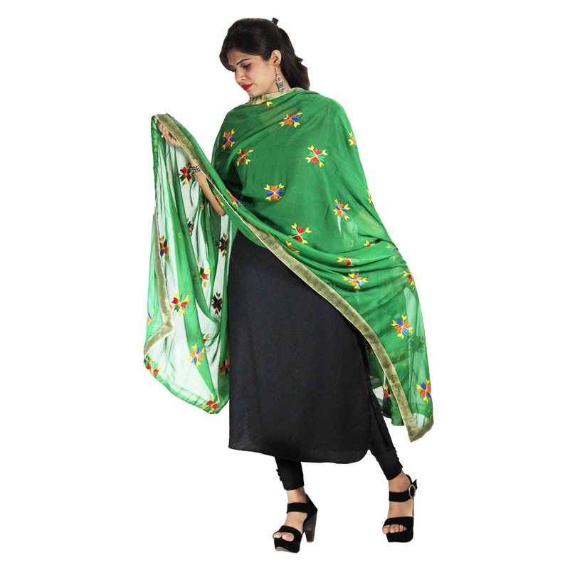 Phulkari Dupatta Scarf Chunni Indian Semi Chiffon Traditional - Etsy