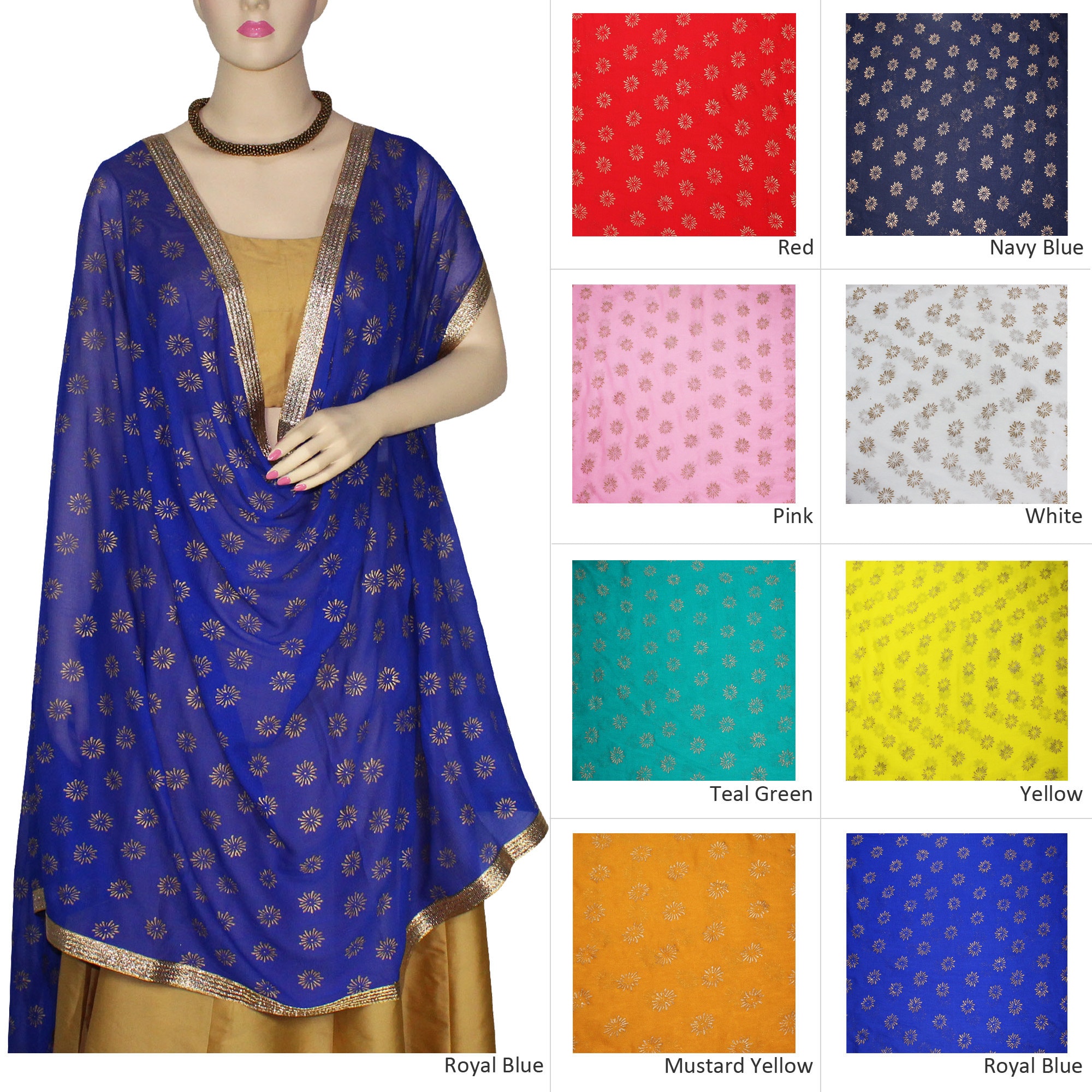 Dupatta Chunni Semi Chiffon Scarf Floral Block Print Stole | Etsy