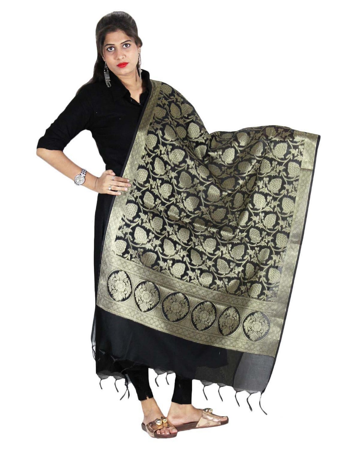 Banarasi Chunni Dupatta Scarf Chanderi Art Silk Zari Work - Etsy
