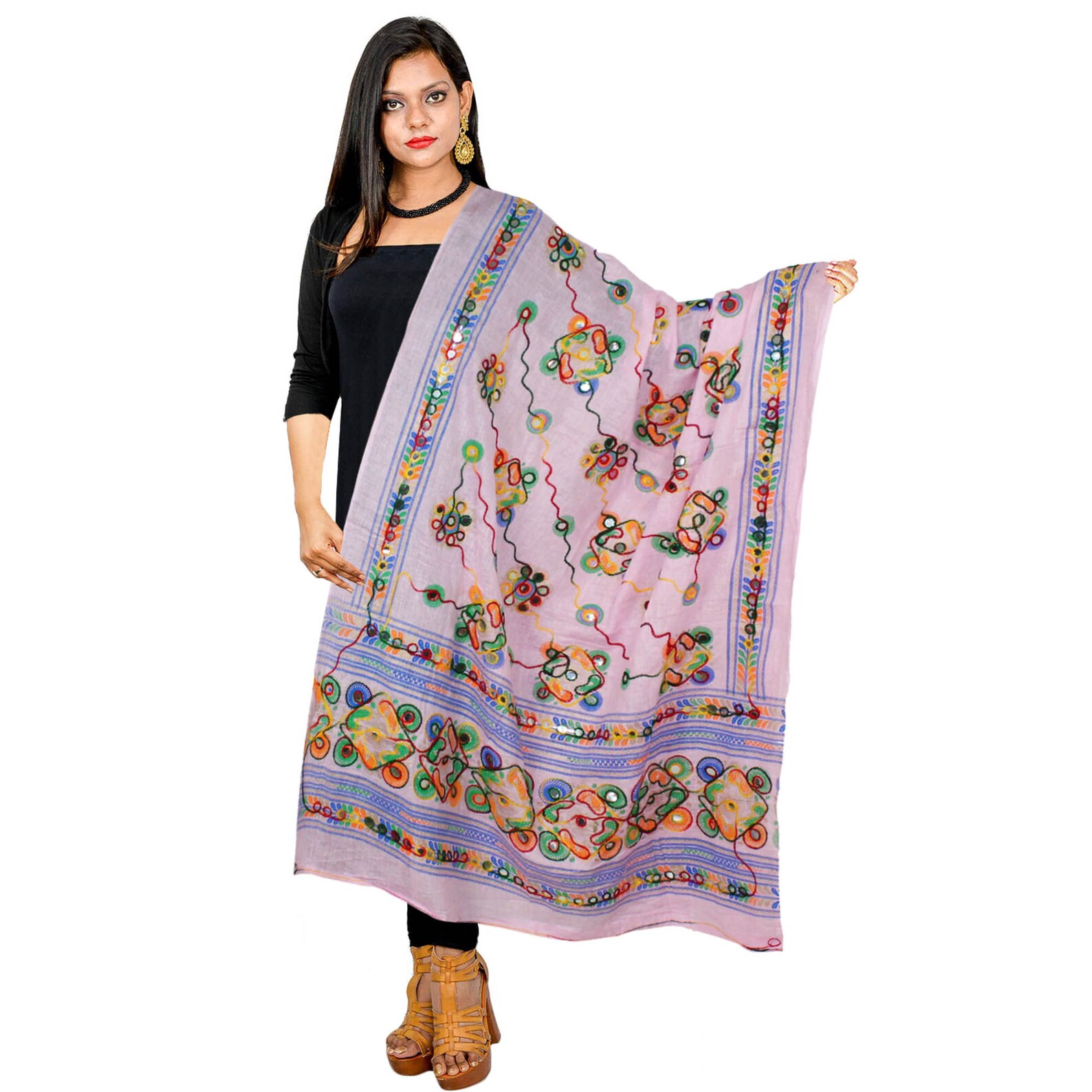 Cotton Dupatta Scarf Chunni Kutch Print Embroidery Neck Head - Etsy