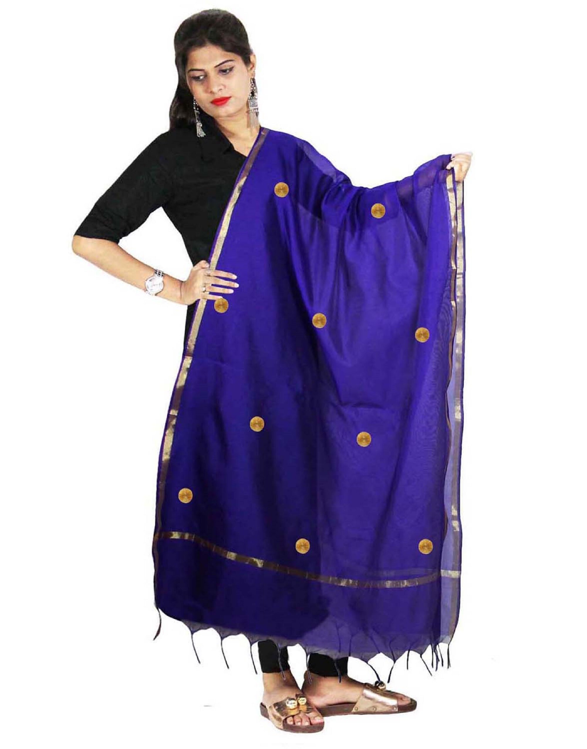 Dupatta Chunni Scarf Indian Chanderi Traditional Golden Border - Etsy UK