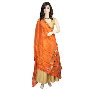 Chunni Dupatta Scarf Beautiful Art Silk Dupatta Thread Embroidery Veil ...