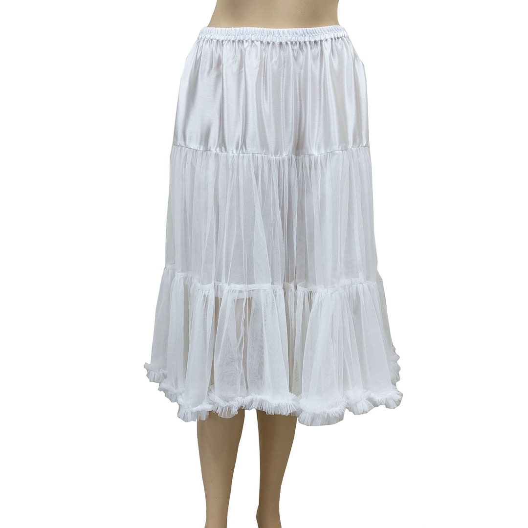 Satin Ruffle Half Slip Skirt, Frill Underskirt, Dress Extender Skirt ...