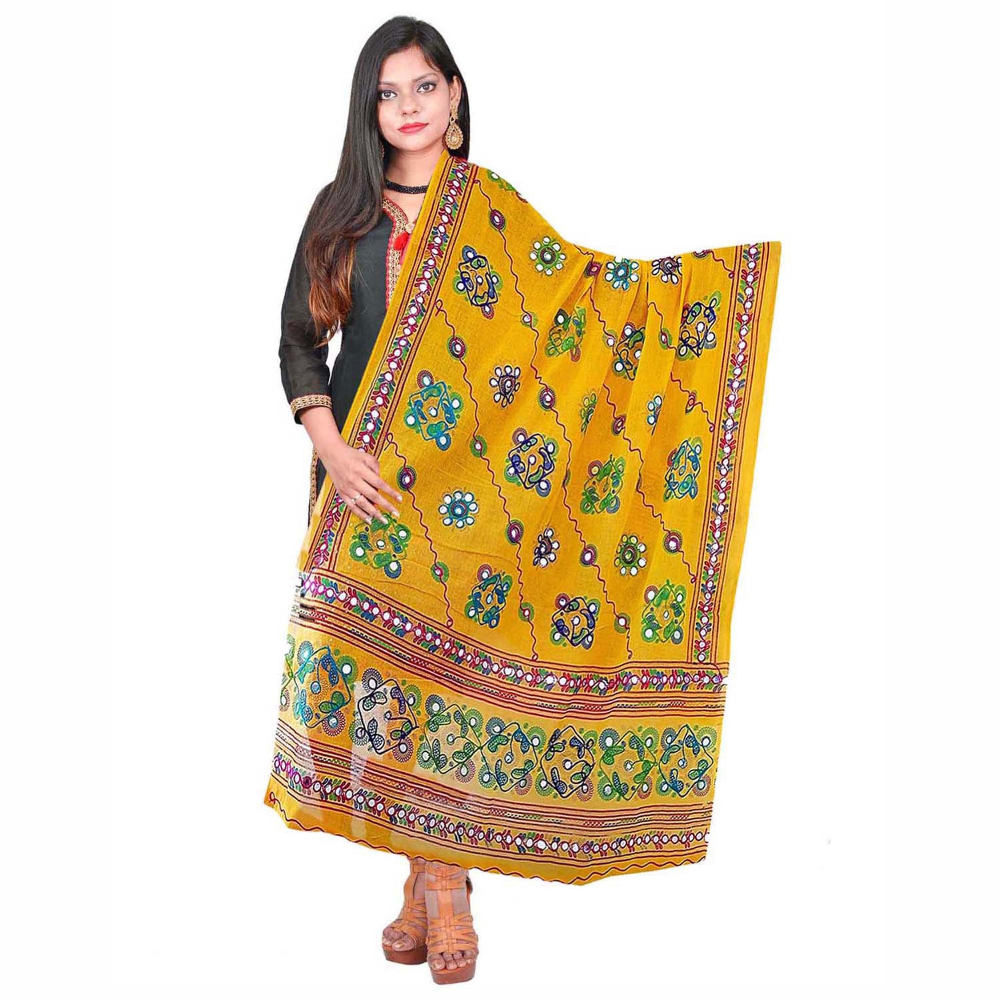 Cotton Dupatta Scarf Chunni Kutch Print Embroidery Neck Head | Etsy