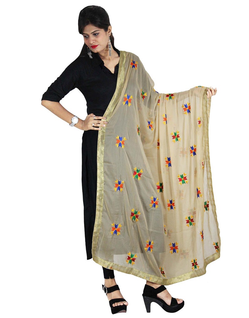 Phulkari Dupatta Scarf Chunni Indian Semi Chiffon Traditional - Etsy