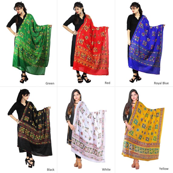 Cotton Dupatta Scarf Chunni Kutch Print Embroidery Neck Head - Etsy
