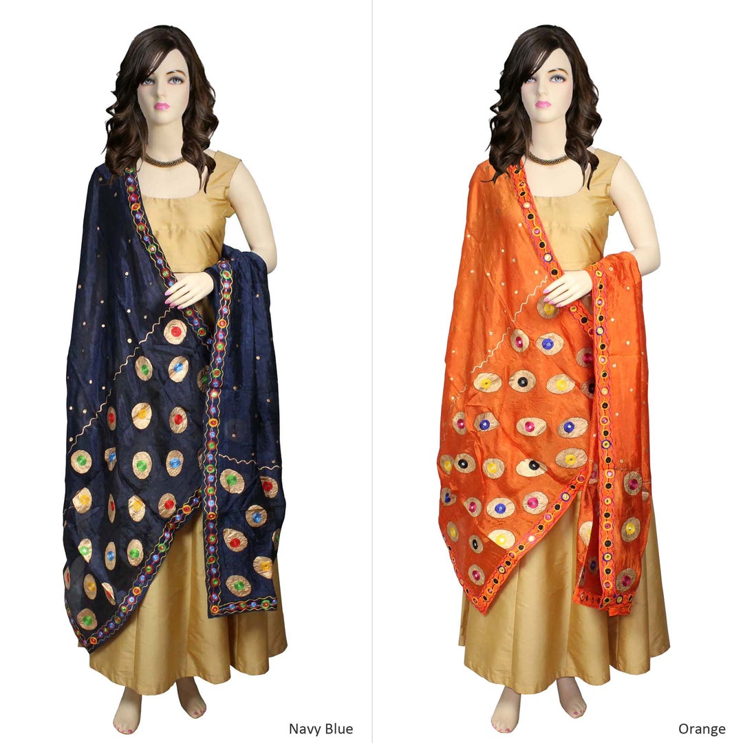 Chunni Dupatta Scarf Beautiful Art Silk Dupatta Thread Embroidery Veil ...