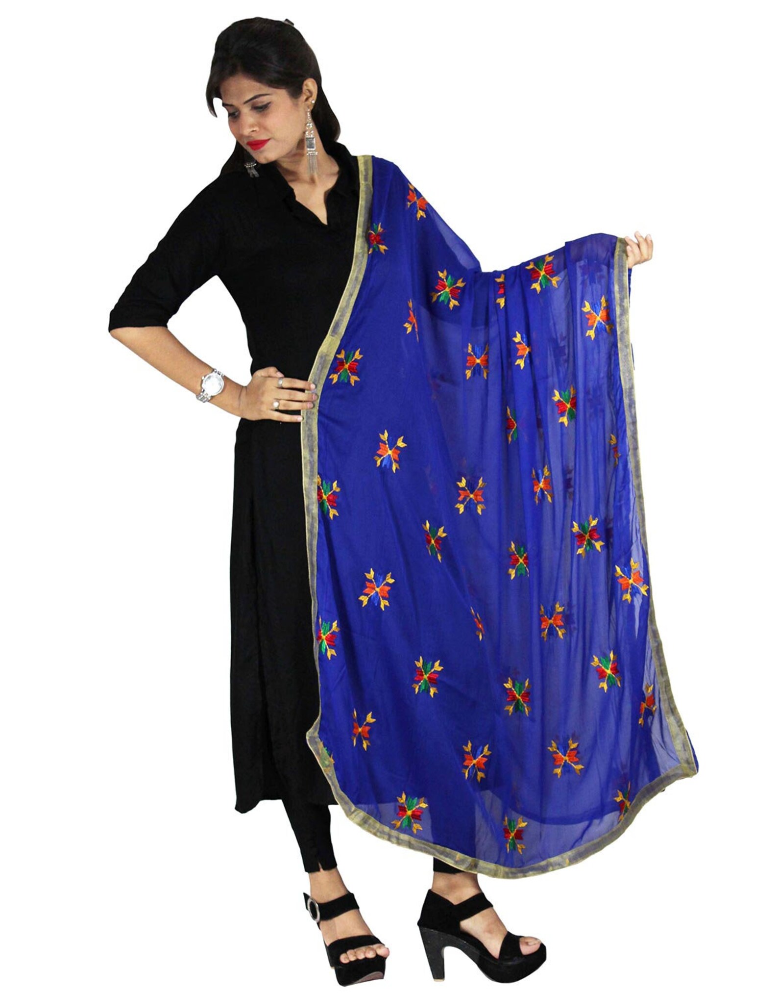 Phulkari Dupatta Scarf Chunni Indian Semi Chiffon Traditional | Etsy