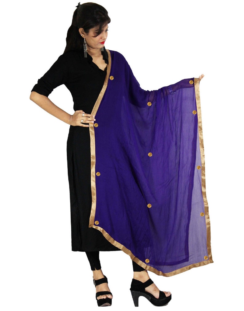 Dupatta Scarf Gota Flower Golden Lace Chunni Semi Chiffon Neck - Etsy