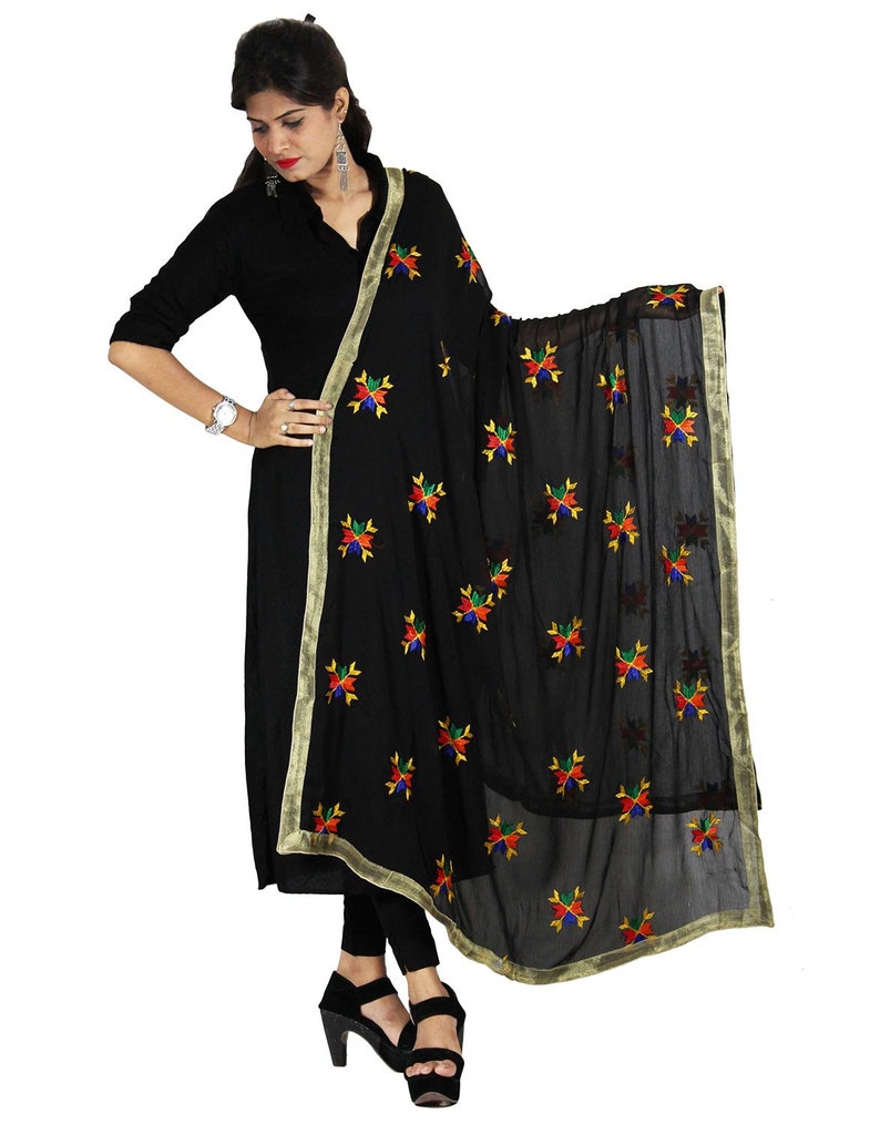 Phulkari Dupatta Scarf Chunni Indian Semi Chiffon Traditional - Etsy