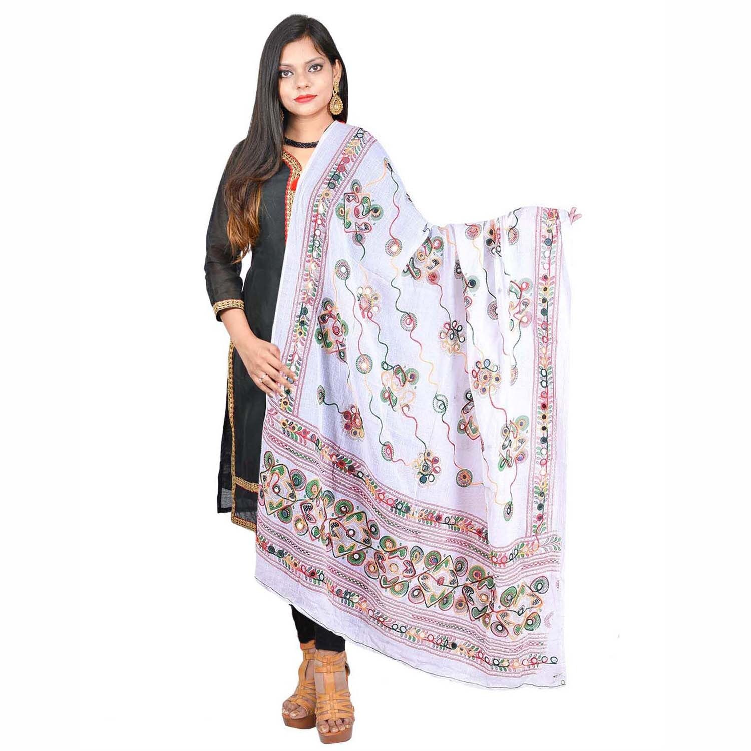 Cotton Dupatta Scarf Chunni Kutch Print Embroidery Neck Head | Etsy