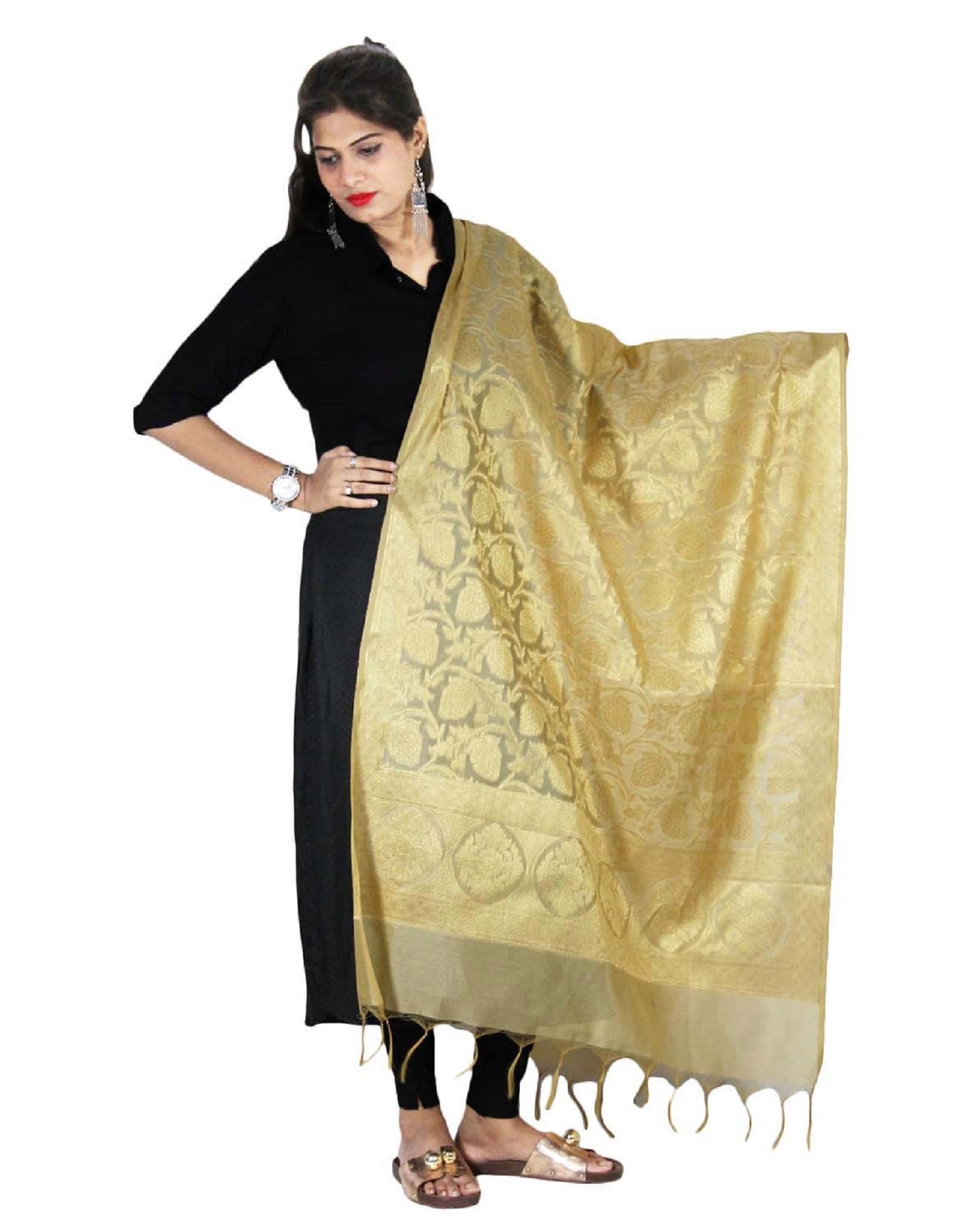 Banarasi Chunni Dupatta Scarf Chanderi Art Silk Zari Work - Etsy
