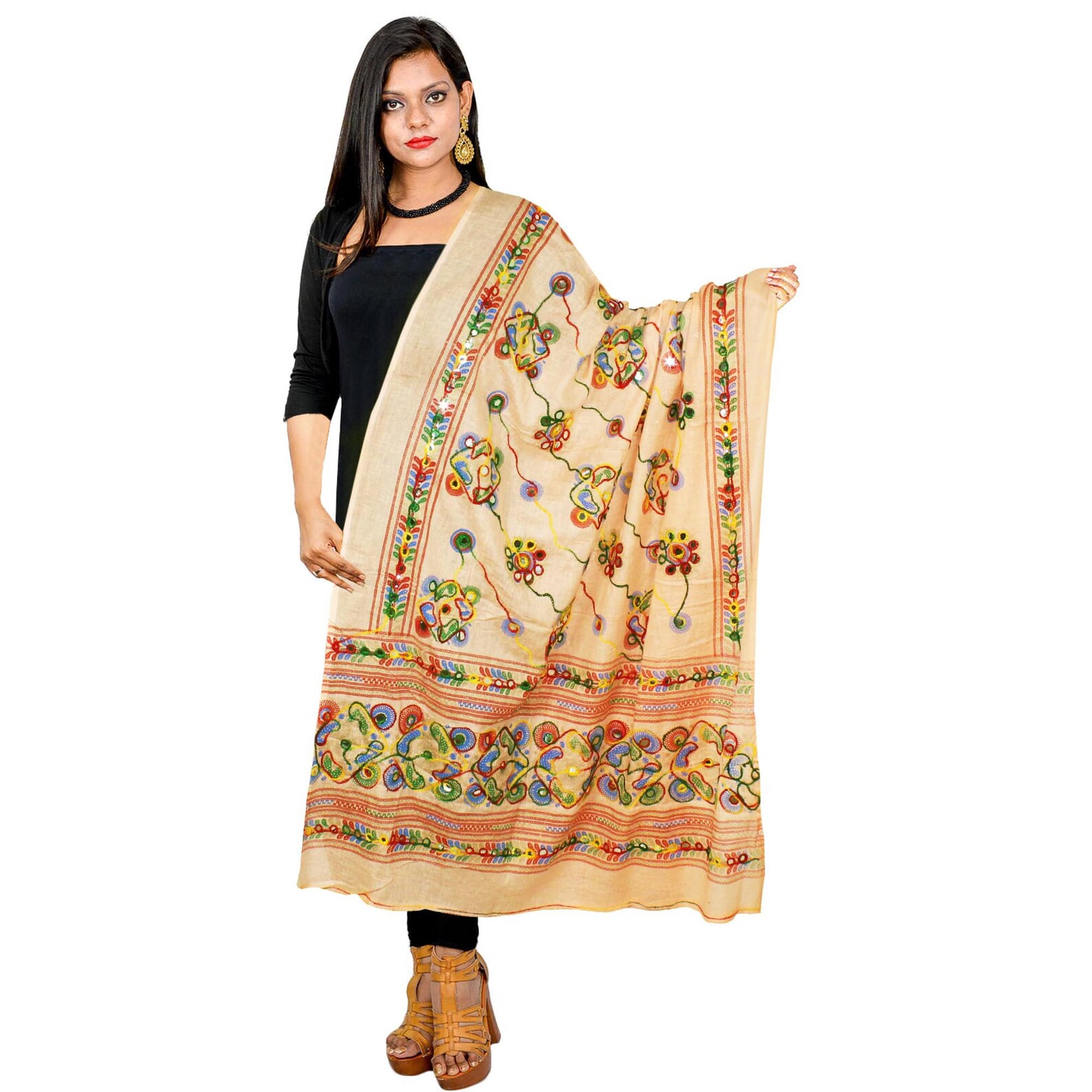 Cotton Dupatta Scarf Chunni Kutch Print Embroidery Neck Head - Etsy