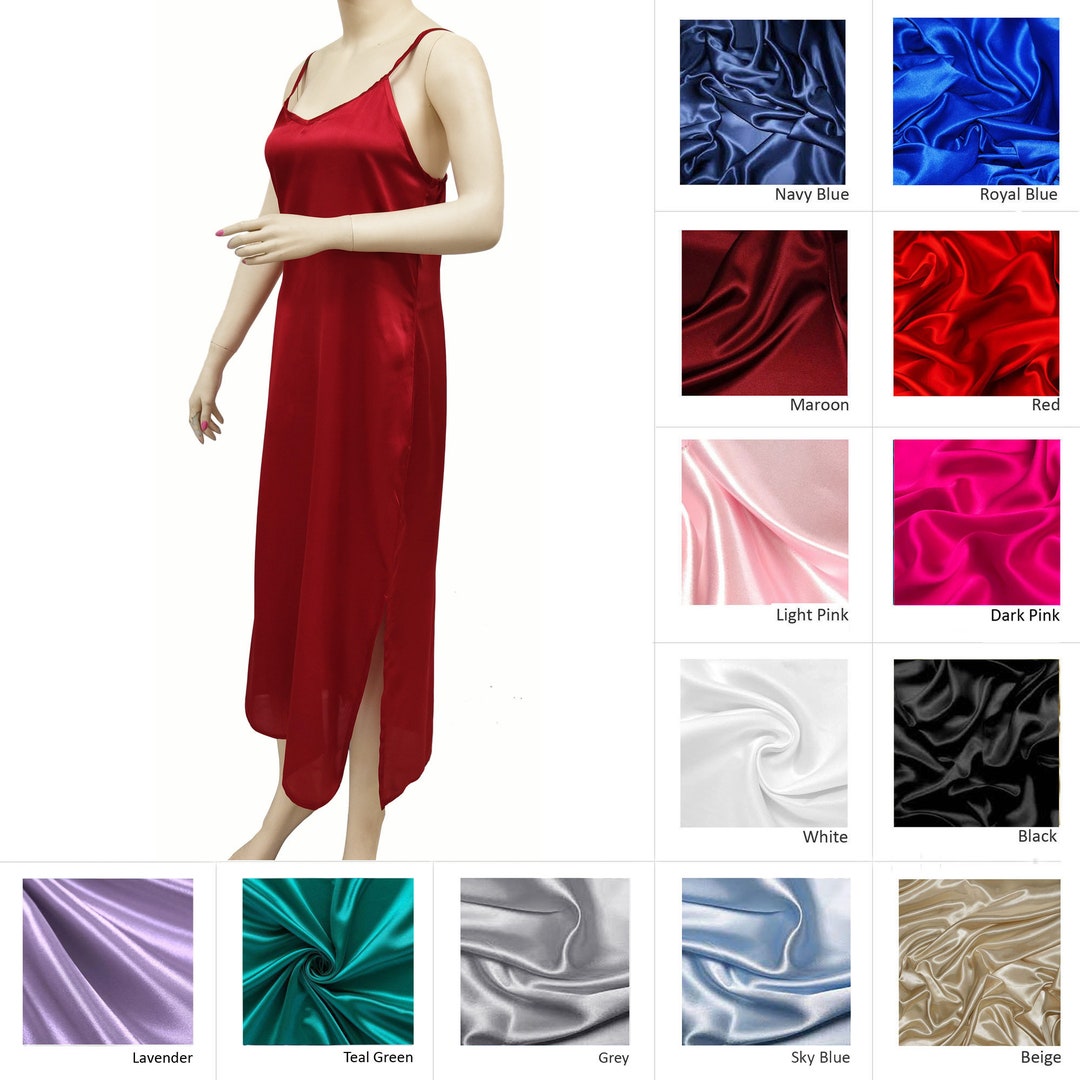 Satin Full Slip Night Dress Nightwear Satin Inner Wear - Etsy