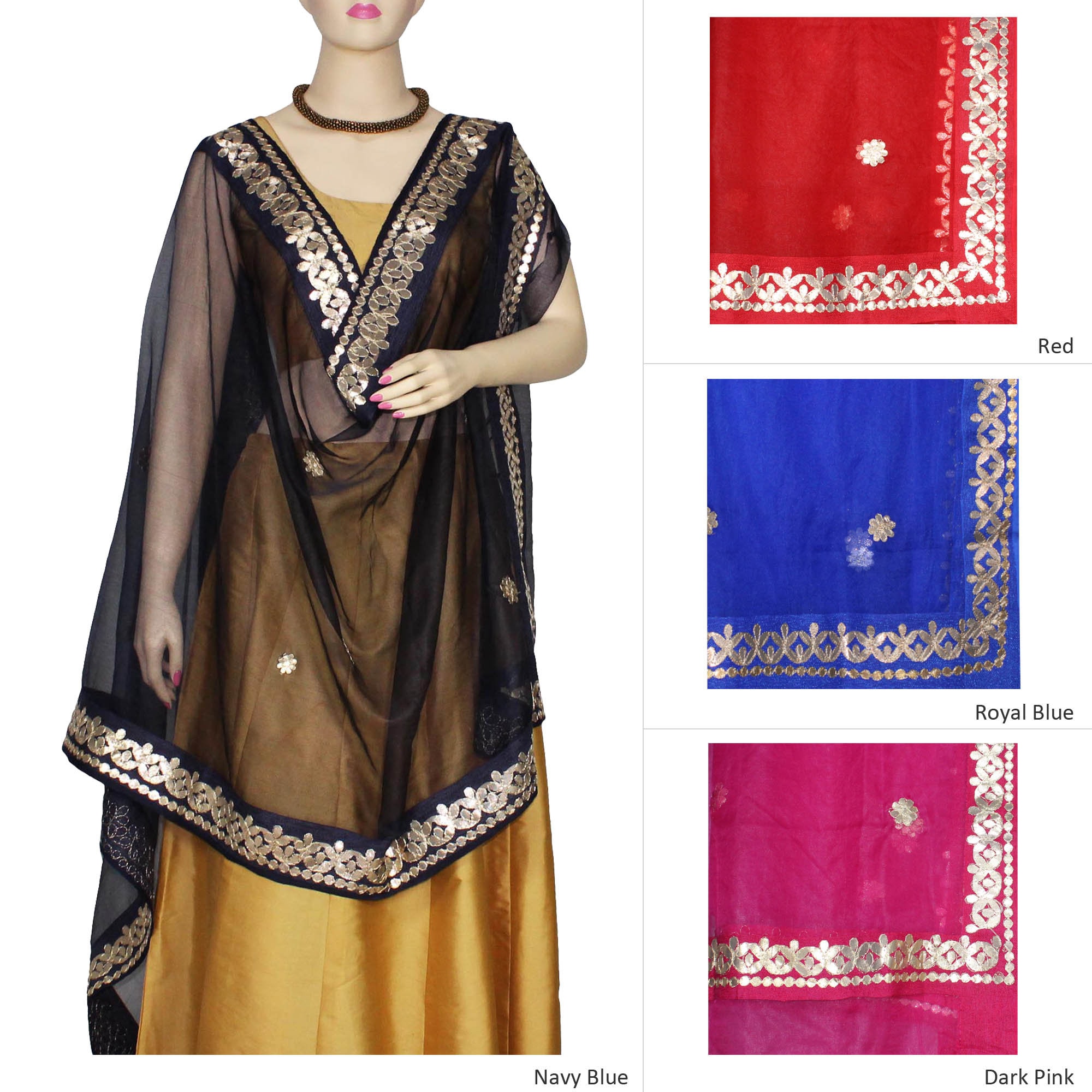 Dupatta Scarf Organza Chunni Gota Patti Work Hijab Beautiful | Etsy