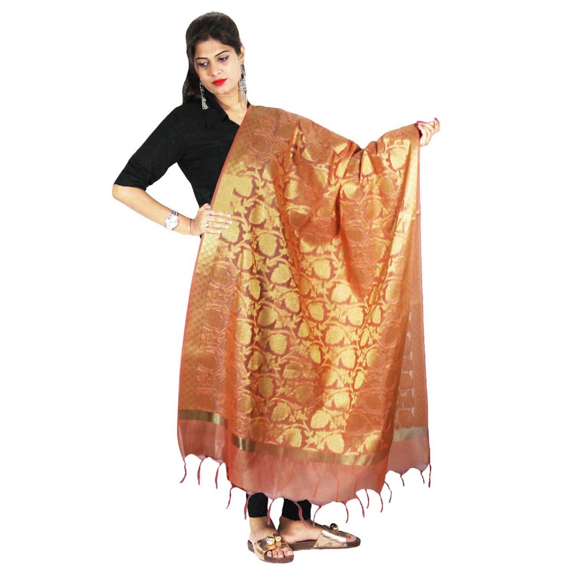 Banarasi Chunni Dupatta Scarf Chanderi Art Silk Zari Work - Etsy