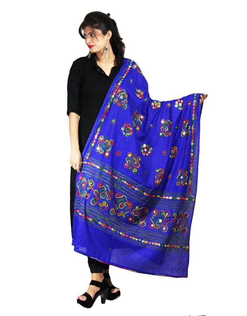Cotton Dupatta Scarf Chunni Kutch Print Embroidery Neck Head - Etsy