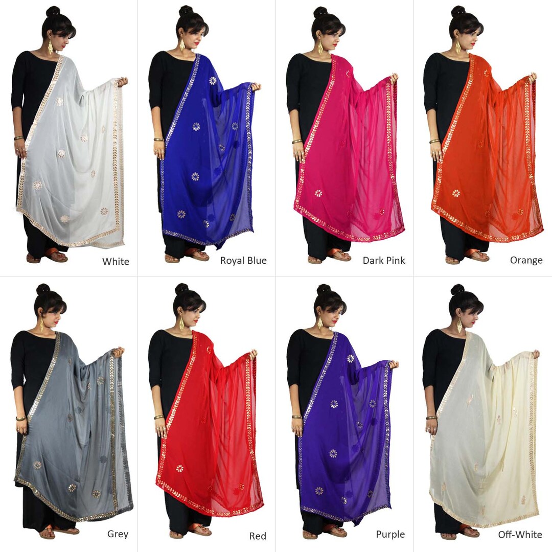 Dupatta Beautiful Scarf Chunni Gota Patti Work Traditional Indian Hijab ...