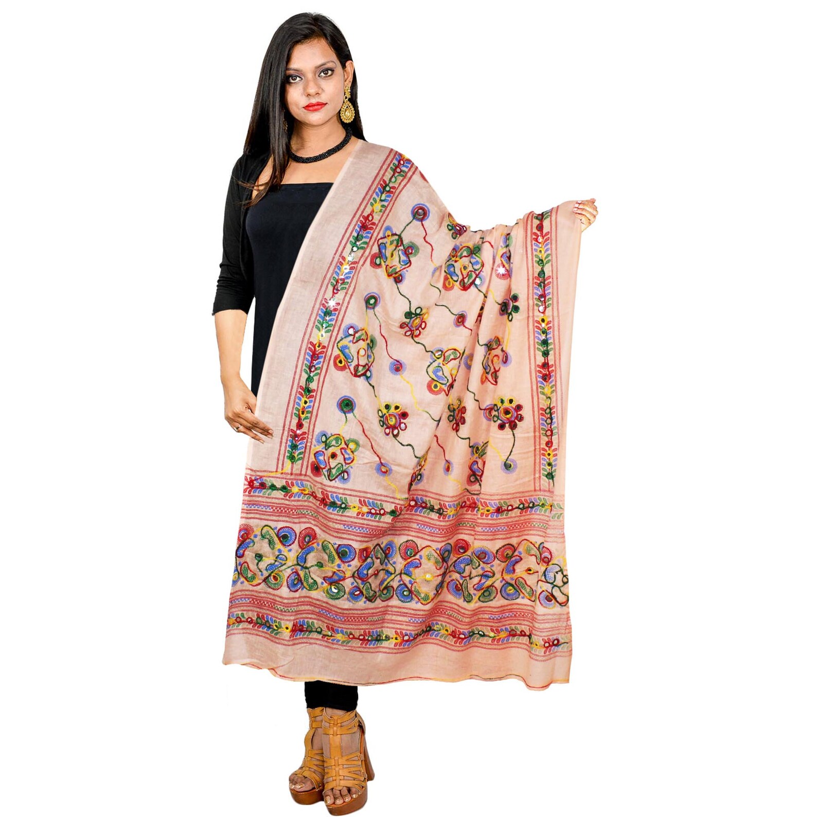 Cotton Dupatta Scarf Chunni Kutch Print Embroidery Neck Head - Etsy