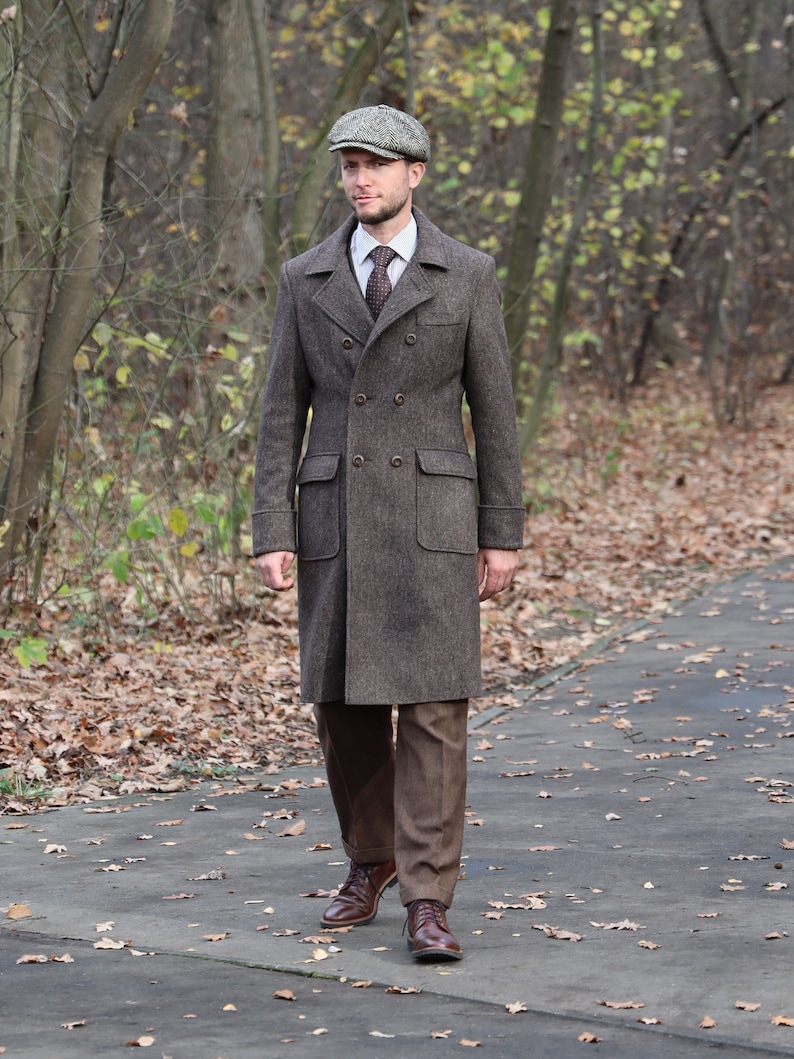 Men's Doublebreasted Tweed Overcoat, Ulster Coat, Greatcoat, Peaky ...