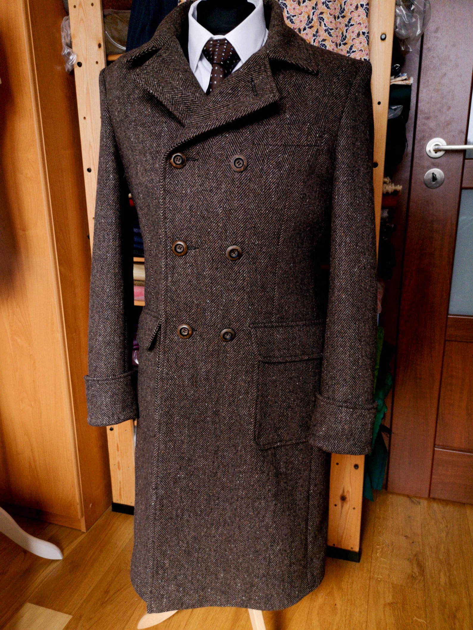 Men's Doublebreasted Tweed Overcoat, Ulster Coat, Greatcoat, Peaky ...