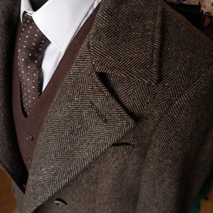 Men's Doublebreasted Tweed Overcoat, Ulster Coat, Greatcoat, Peaky ...