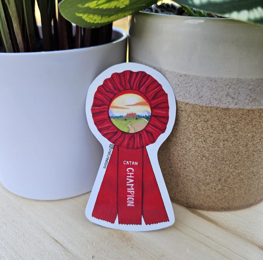 Catan Champion Ribbon Sticker | Hand-drawn | Board Game Sticker | Catan ...