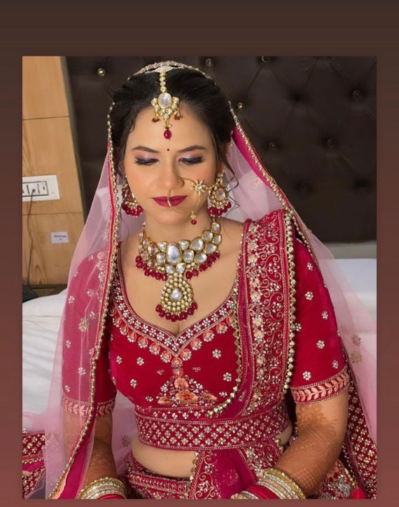 Indian Kundan choker necklace inspired by Sabyasachi necklace wedding set with stunning earrings for girls women