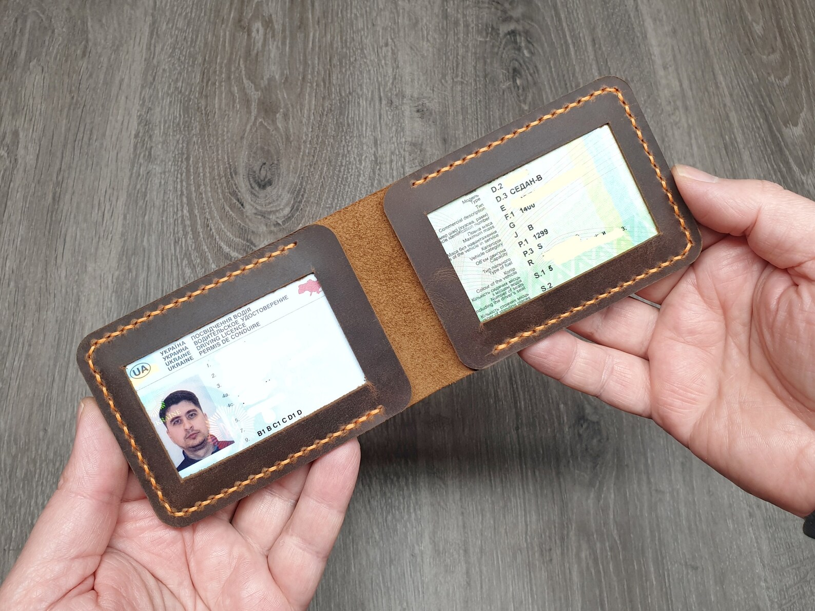 ID Card Wallet, Card Holder, Drivers License Wallet, Leather ID Wallet ...