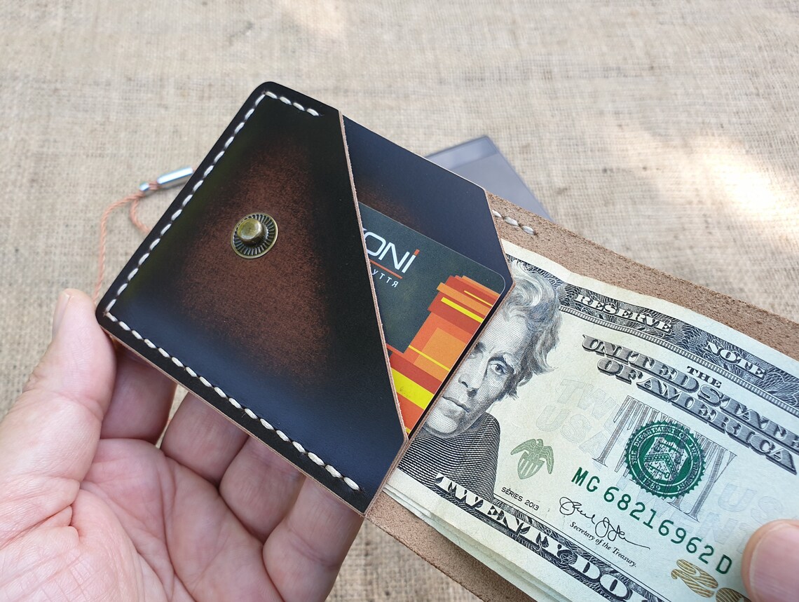 Brown Patina Minimalist Wallet, Hand Stitched, Mens Wallet, Women's ...