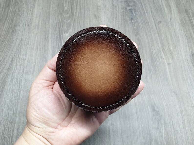 Round Leather Case Round Leather Box Round Jewelry Box | Etsy