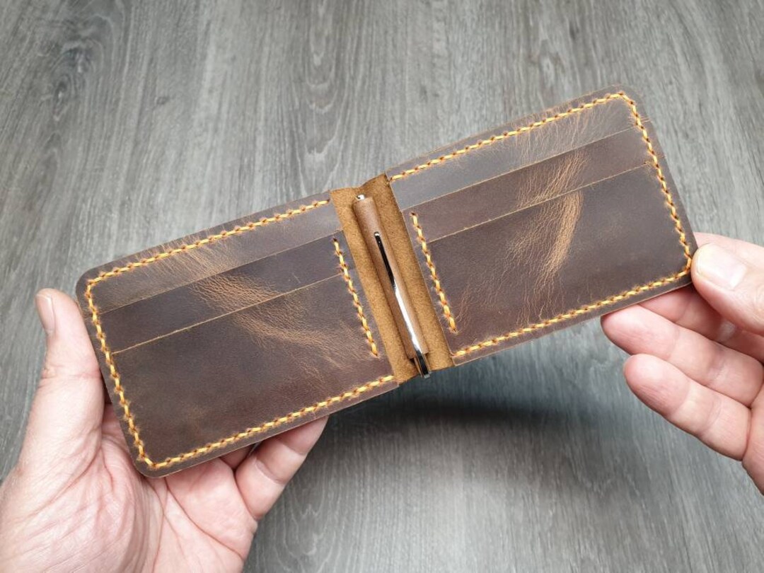 Oil Tanned Leather Wallet, Pull-up Leather Wallet, Money Clip Wallet ...
