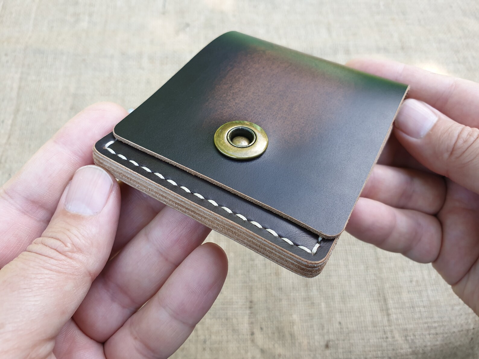 Brown Patina Minimalist Wallet, Hand Stitched, Mens Wallet, Women's ...