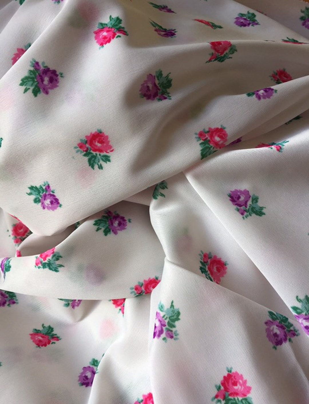 Vintage Fabric 70s Rose Pattern Material Sewing Fabric Synthetic - Etsy