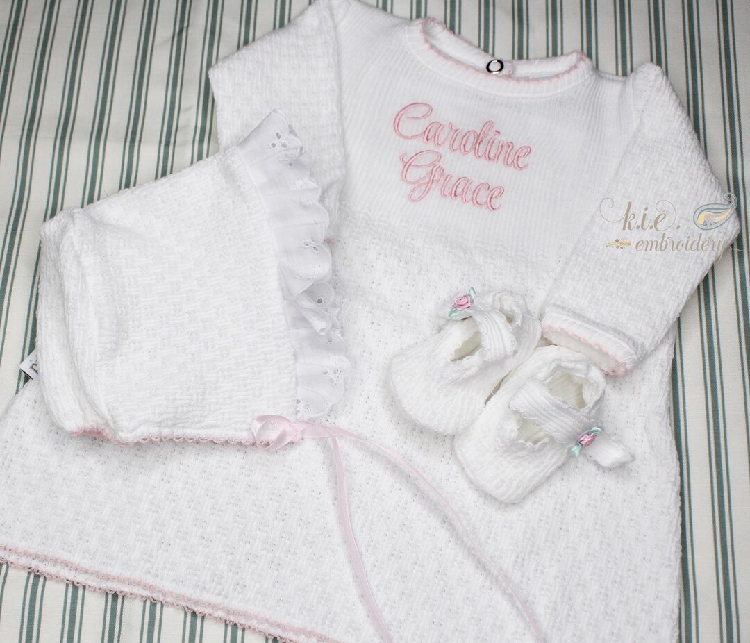 Paty, Inc. Baby Monogrammed, Embroidered / Knit Dress / White /pink ...