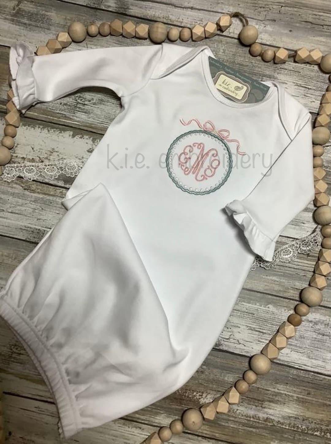 Baby Girl Monogrammed Gown / Embroidered Infant Gown / Baby Coming Home ...