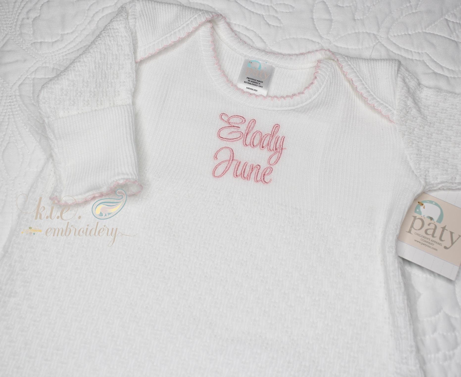 Monogrammed Paty Knit Baby Gown: Pink Picot Trim, Coming Home Outfit - Etsy