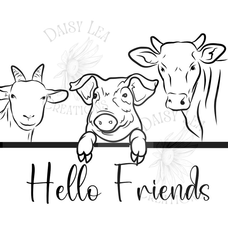 Hello Friends | Farm Animals | Digital Download | PNG - Etsy