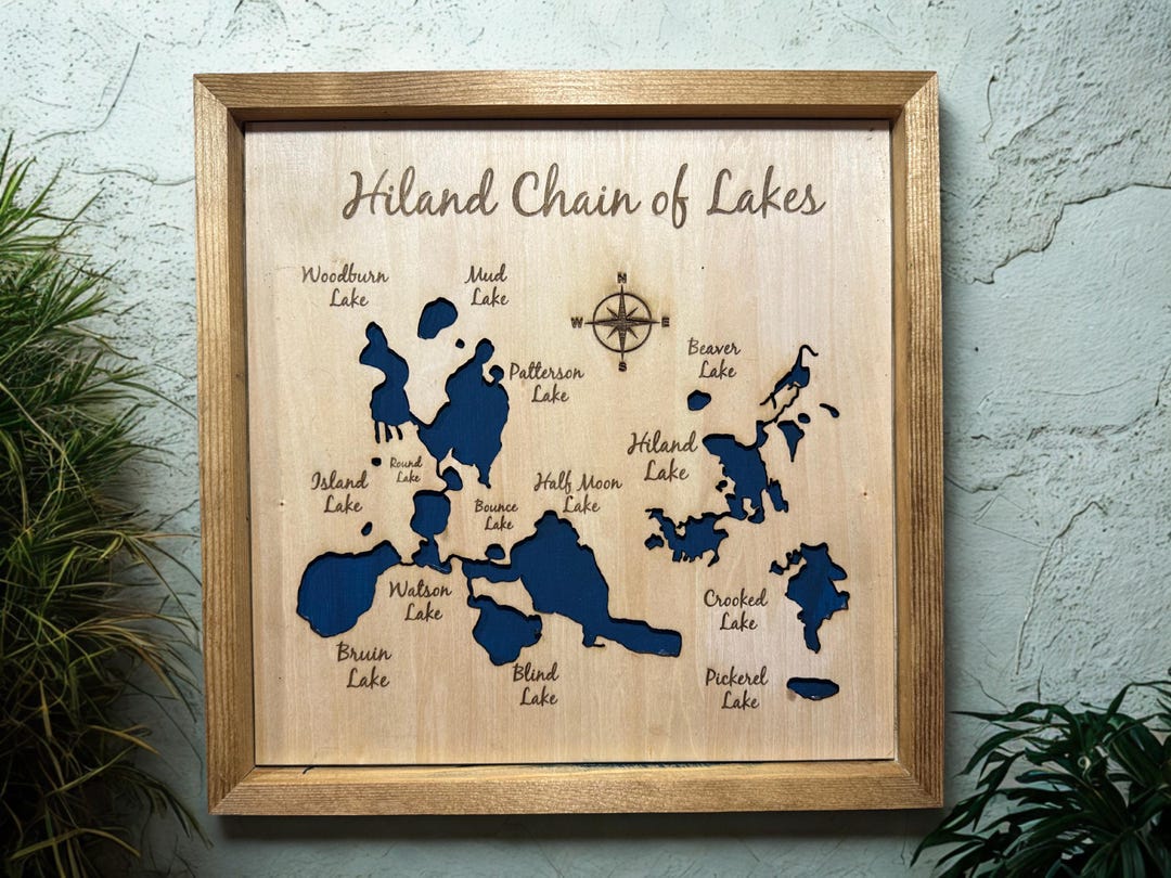 Personalized Lake Map Wood Sign | Custom Laser Cut Cabin Art - Etsy