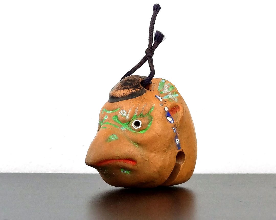 Japanese Vintage Dorei Bell Tengu Ceramic Lucky Charm Bell Japanese ...