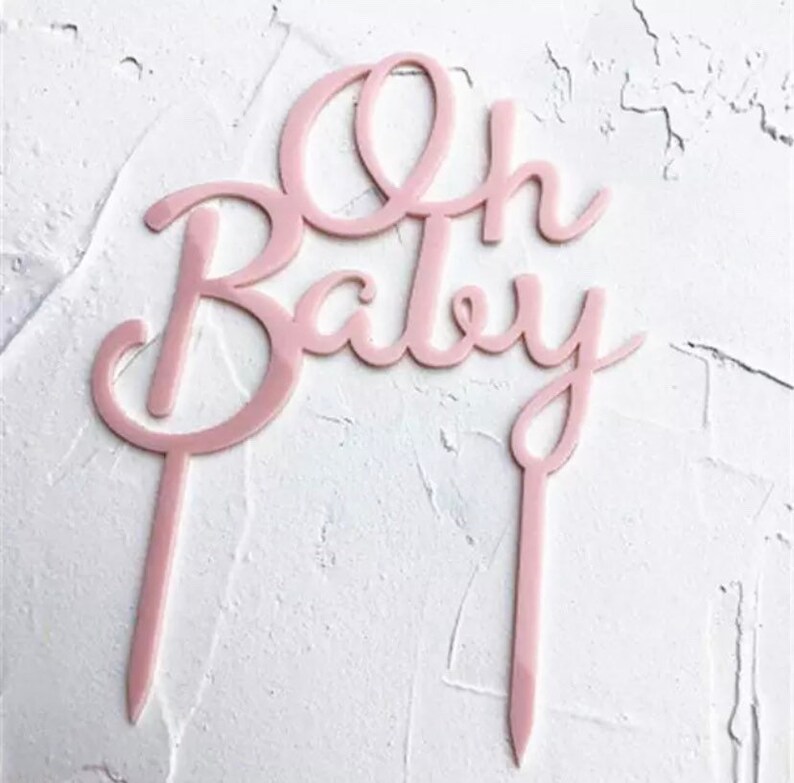 OH BABY Pink Cake Topper Baby Shower Topper Pastel Pink Girl - Etsy
