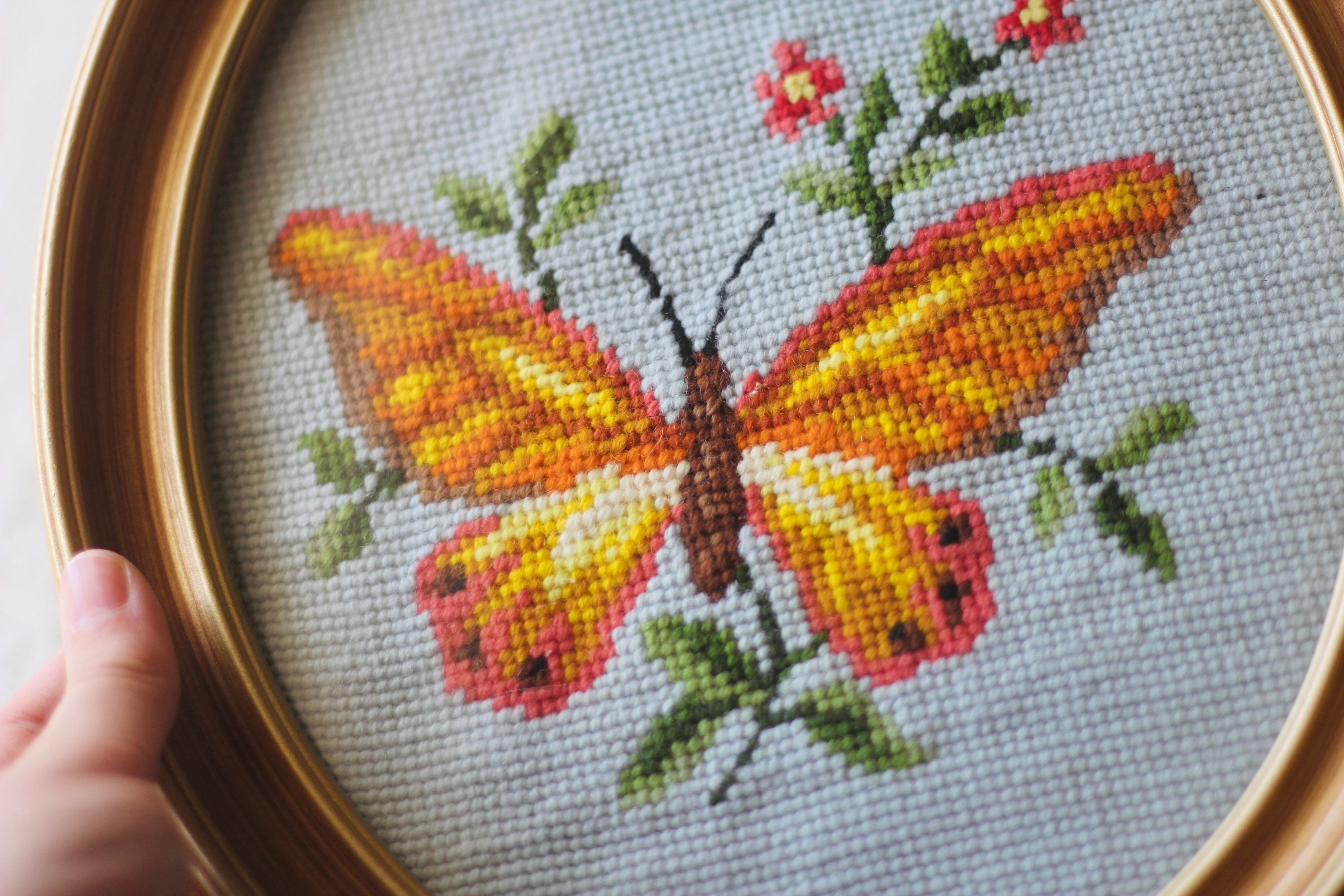 Retro Butterfly Needlepoint/Embroidery Fiber Arts Art & Collectibles ...