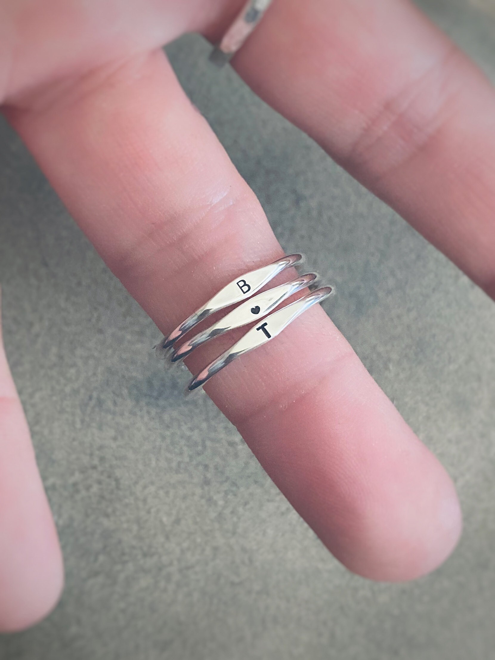 Silver Initial Ring Sterling Silver Personalised Stacking | Etsy UK