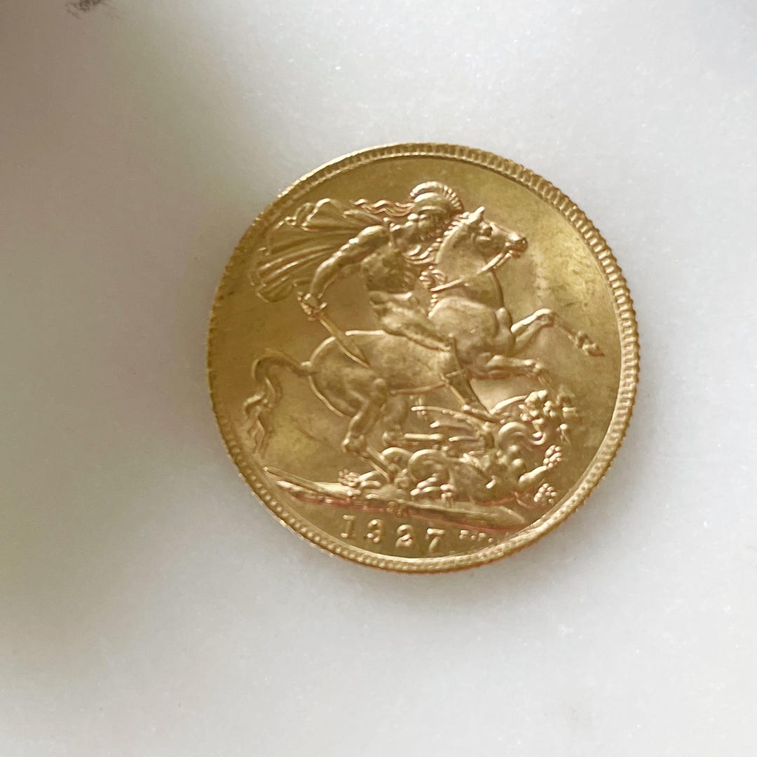 1927 Gold Coin, Sovereign George V, King George V, St George Dragon ...