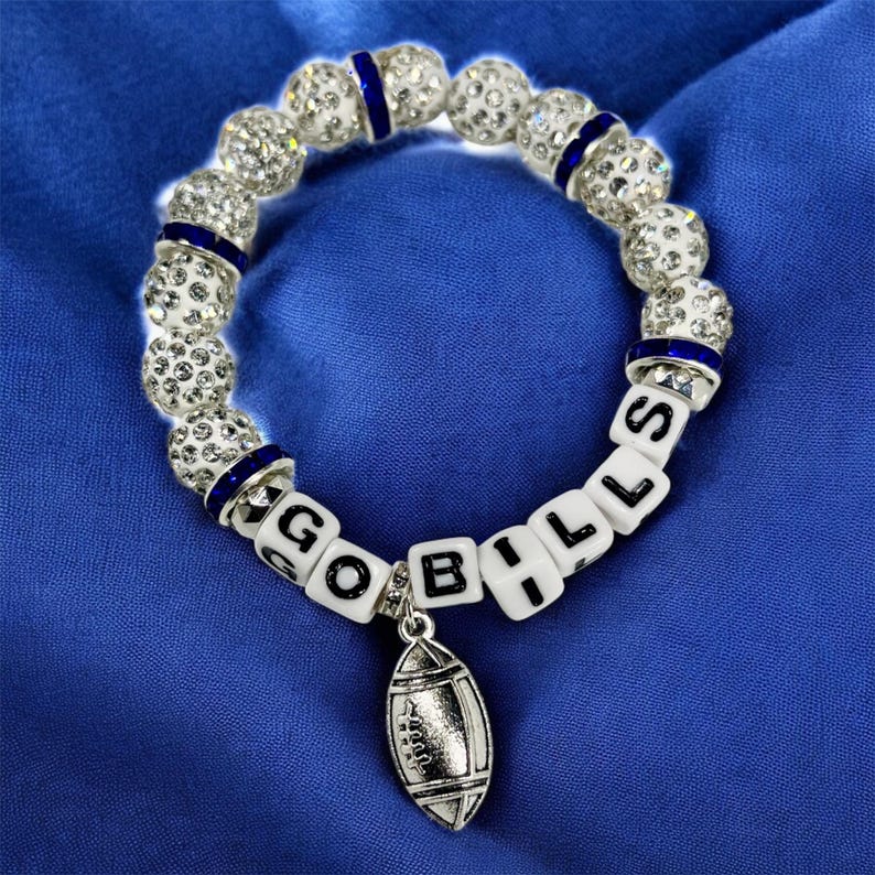 Buffalo Bills Football Beaded Bracelet NFL Inspired Sparkly Bling - Etsy