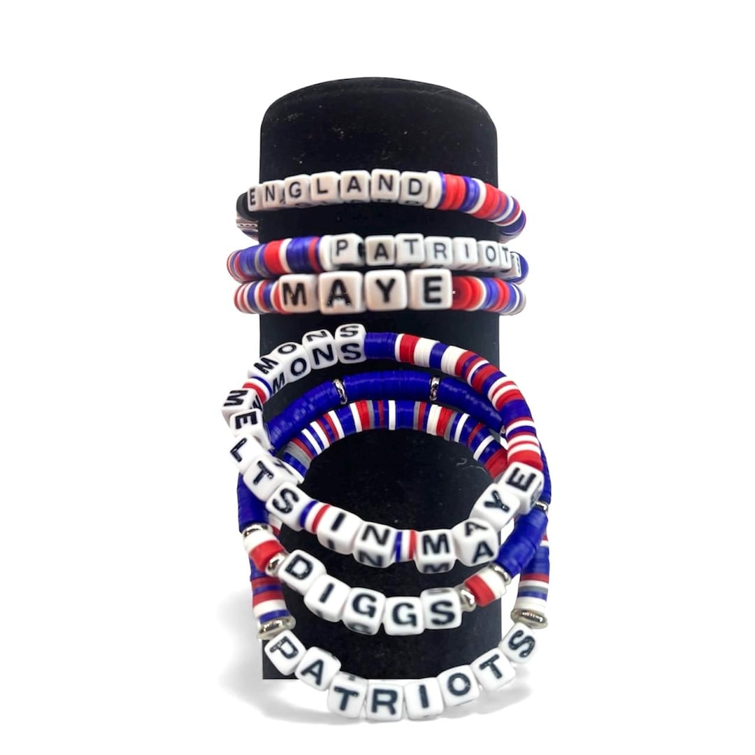 Patriots Football NFL Inspired New England Beaded Stretch Friendship ...